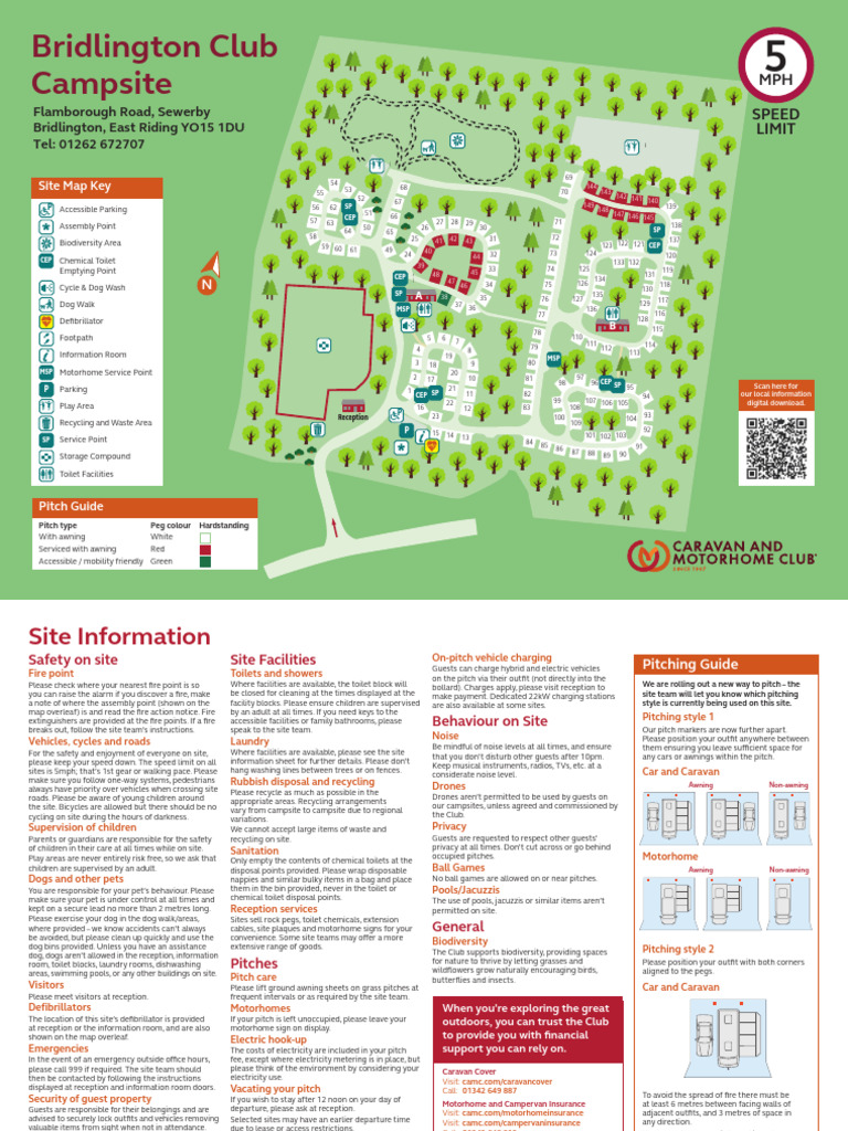 Bridlington Site Map | PDF | Hygiene | Camping
