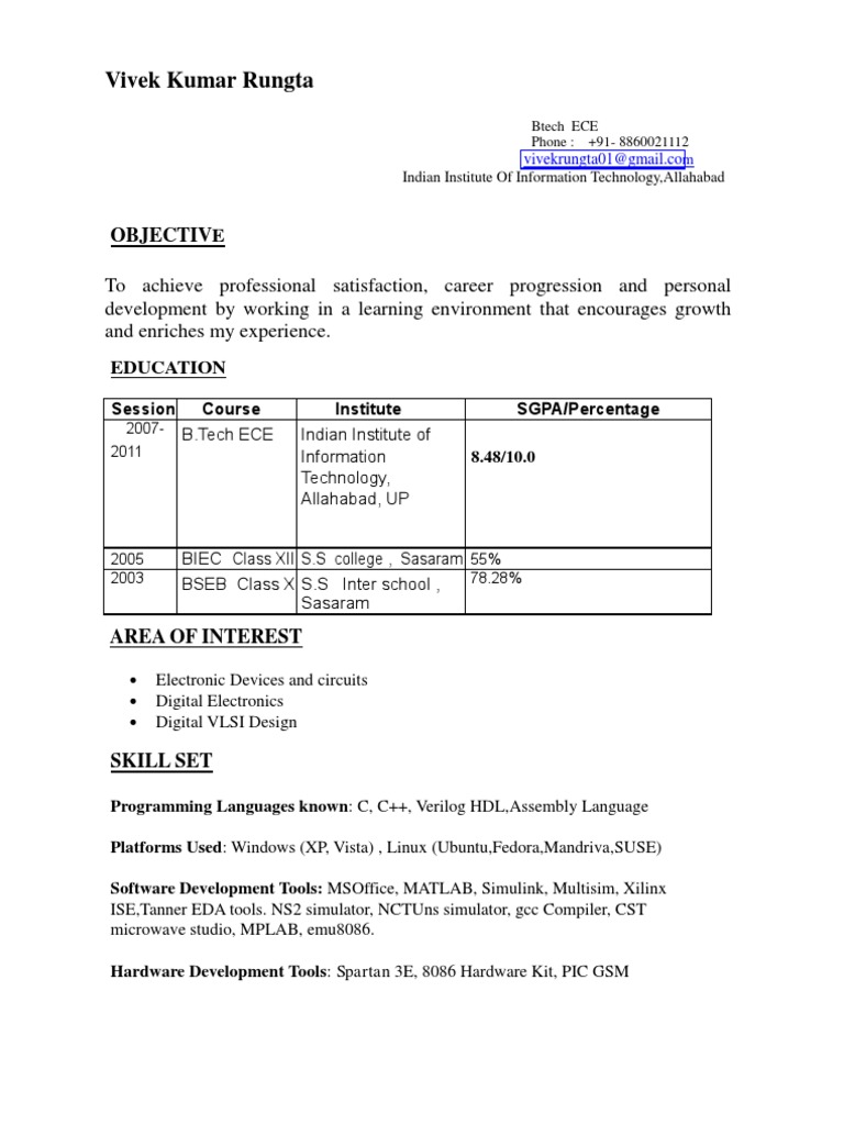 Vivek Resume | Download Free PDF | Hardware Description Language | Software