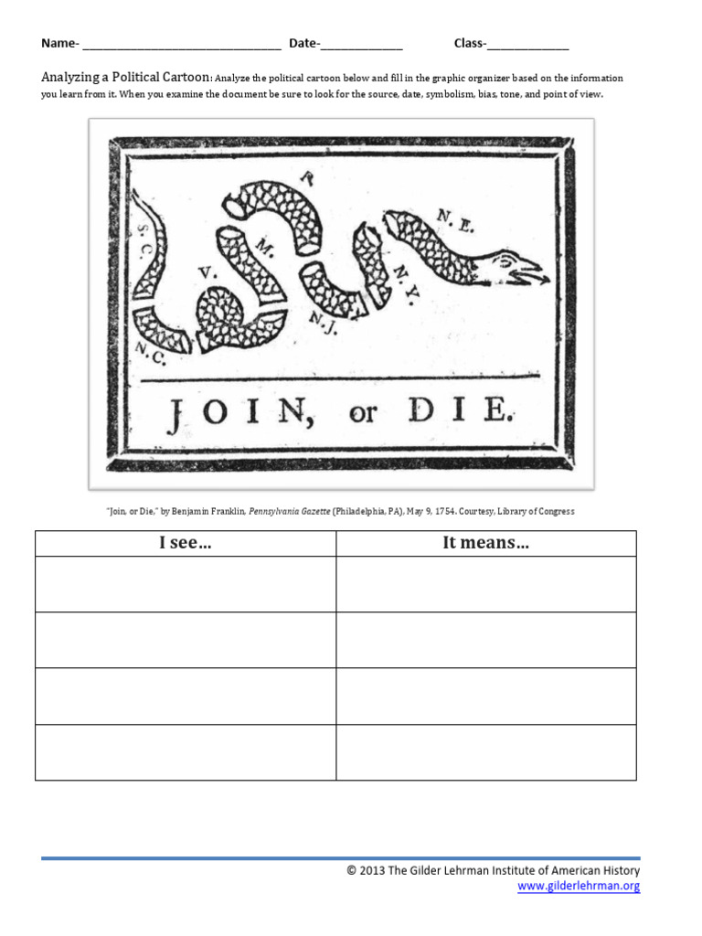Benjamin Franklin Join or Die Political Cartoon | PDF