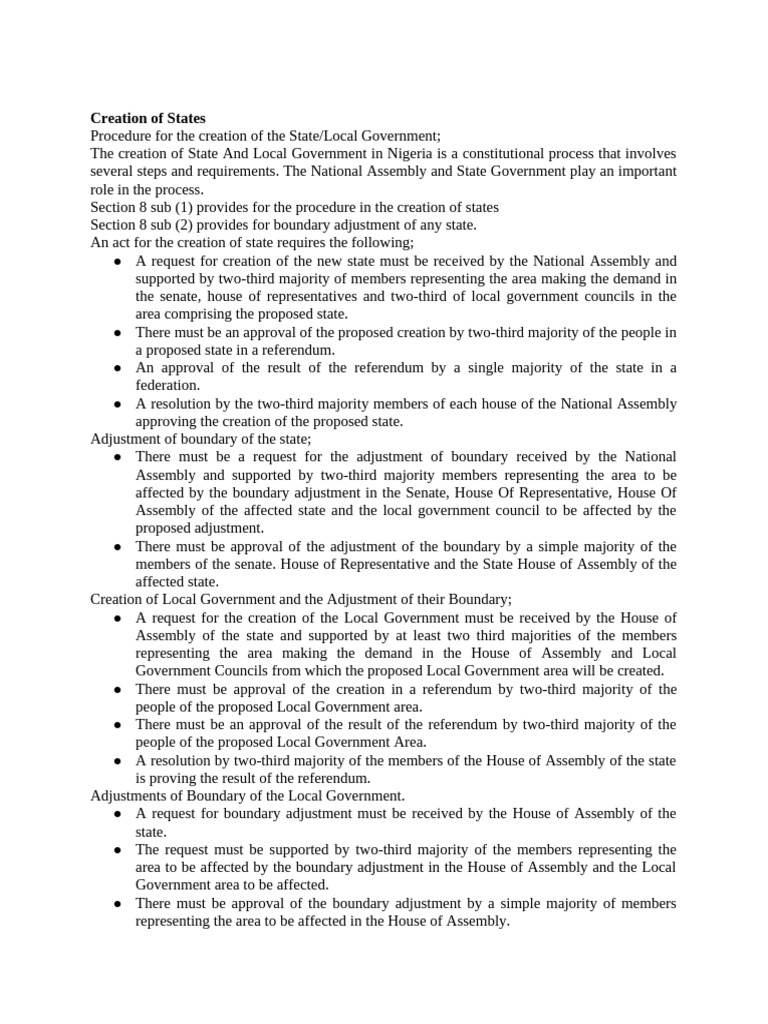 Creation of States and Legislature | PDF | Bill (Law) | Ratification