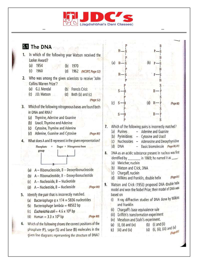 NEET - LB - Biology - Molecular Basis of Inheritance - Tutorial Week-12 PDF | PDF