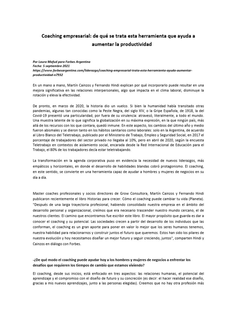 Coaching empresarial | PDF | Aprendizaje | Liderazgo