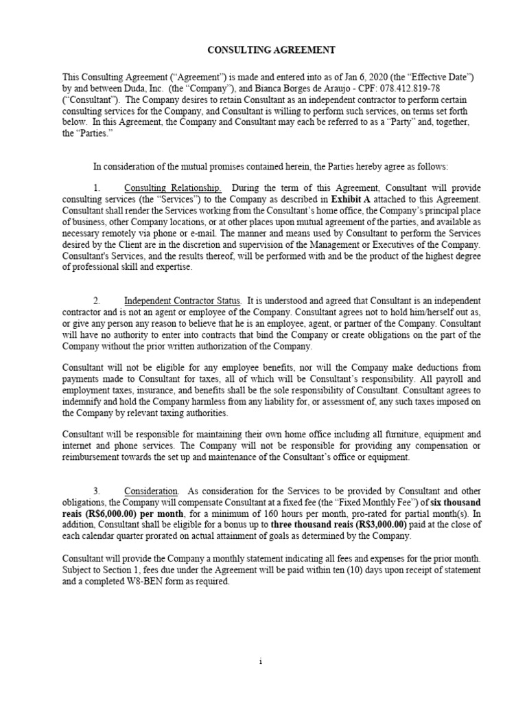 Bianca Borges ContractorAgreement Signed BB | PDF | Trade Secret | Patent