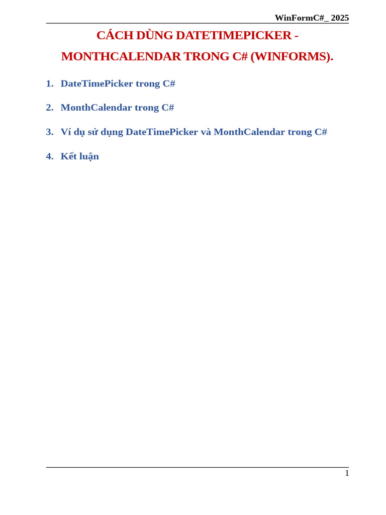 Lab10 - DateTimePicker - MonthCalendar | PDF