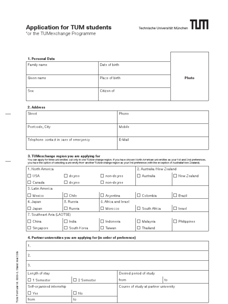 TUMexchange Application Form Guide | PDF | Academic Degree | Academia