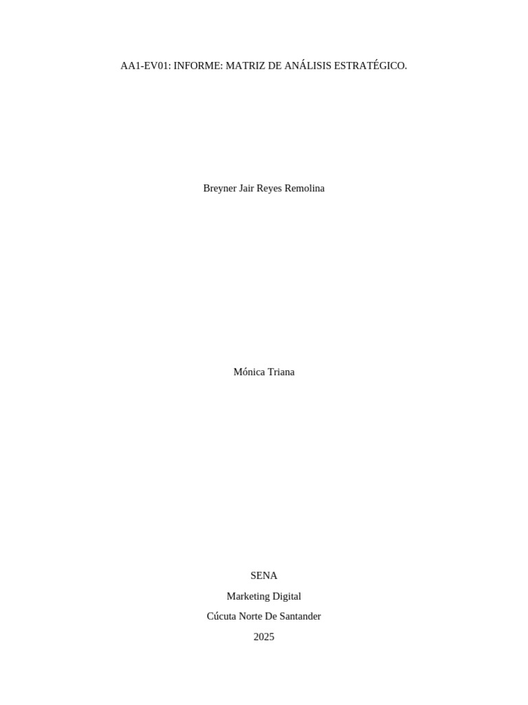 Aa1-Ev01 Informe Matriz de Análisis Estratégico. | PDF | Marketing | Marca