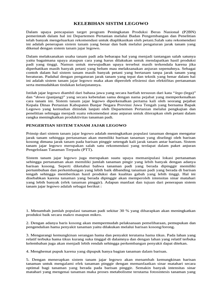 Kelebihan legowo | PDF