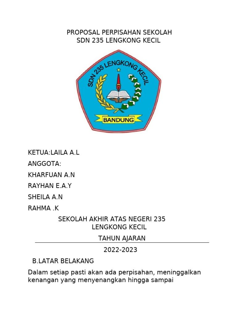 Proposal Perpisahan SDN 235 2023 | PDF