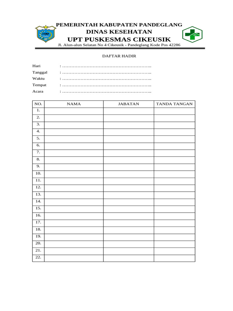 Daftar Hadir Lokbul 2022 | PDF