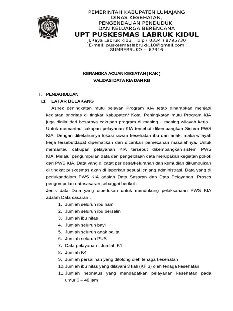 Validasi Data KIA dan KB di Lumajang | PDF