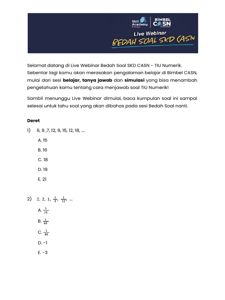 Webinar Bedah Soal TIU Numerik CASN | PDF