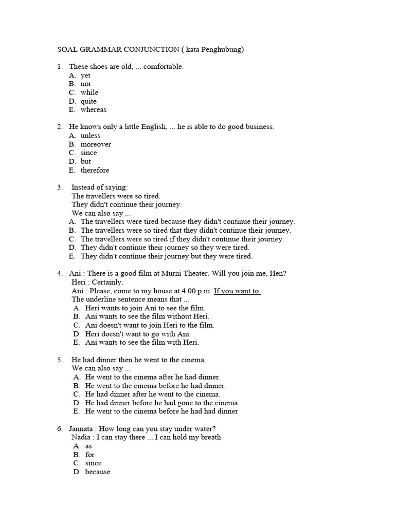 GRAMMAR CONJUNCTION | PDF