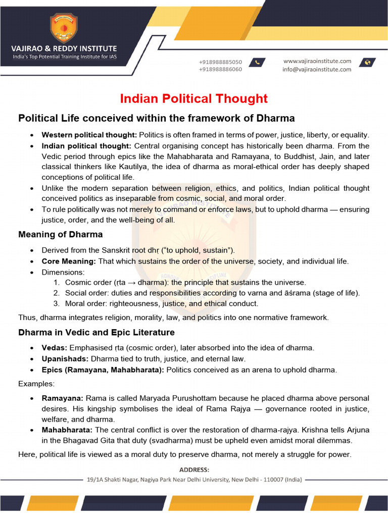 Indian Political Thought: Dharma Explained | PDF | Dharma | Justice