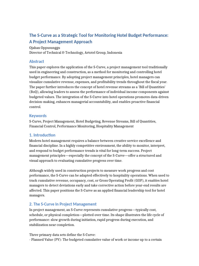 S Curve Hotel Budget Performance Journal Ojahan Oppusunggu-1 | PDF ...