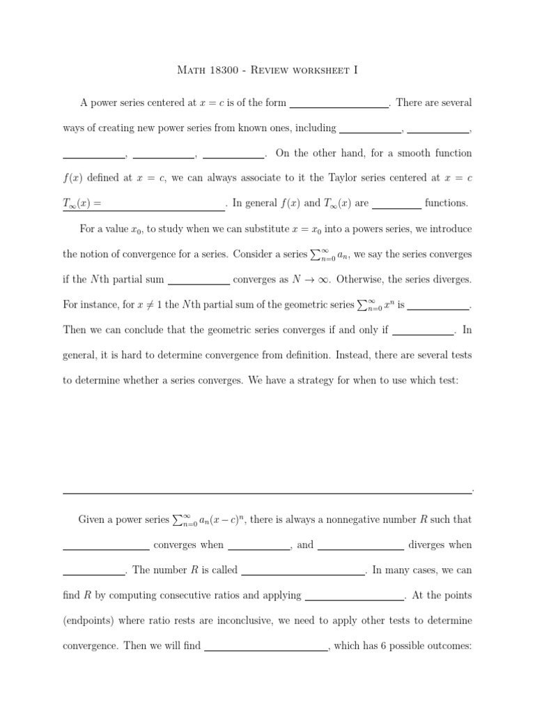 Power Series and Convergence Review | PDF | Complex Number | Numbers