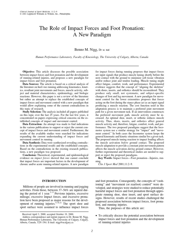 The Role of Impact Forces and Foot Pronation A.2 | PDF | Foot ...