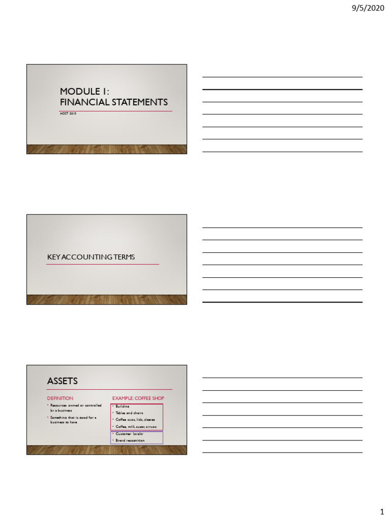 Module 1 Accounting Terms Slides | PDF | Equity (Finance) | Mortgages