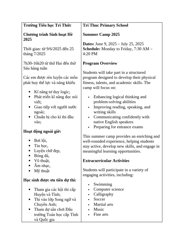 Summer Camp 2025-Trans | PDF