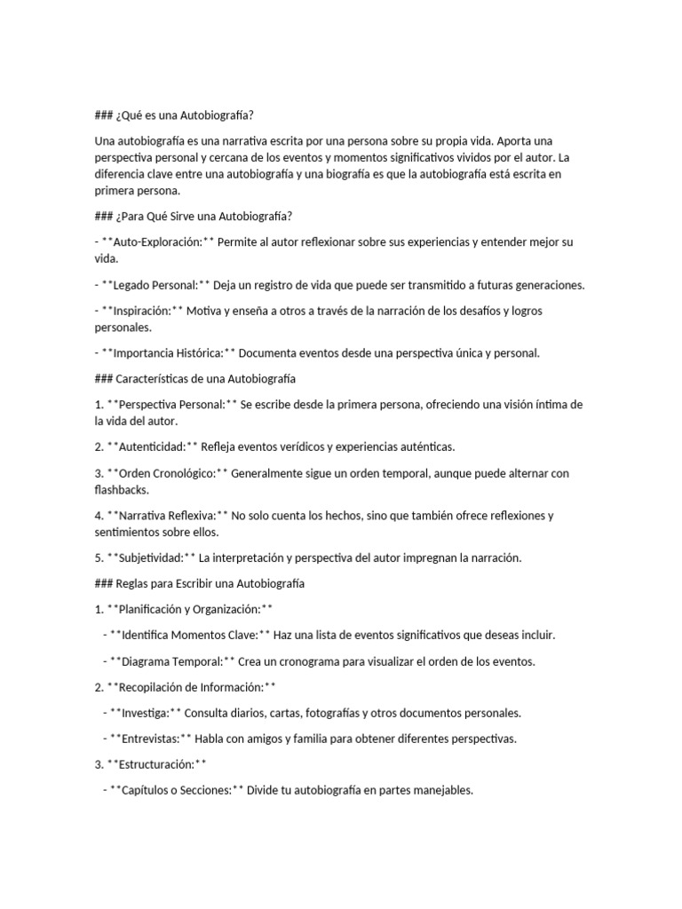 Estructura de una Autobiografía | PDF | Autobiografías