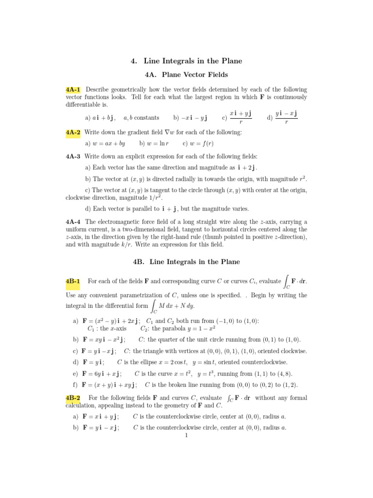 P Vector Fields Line Integrals Green's Theorem | PDF | Integral | Flux