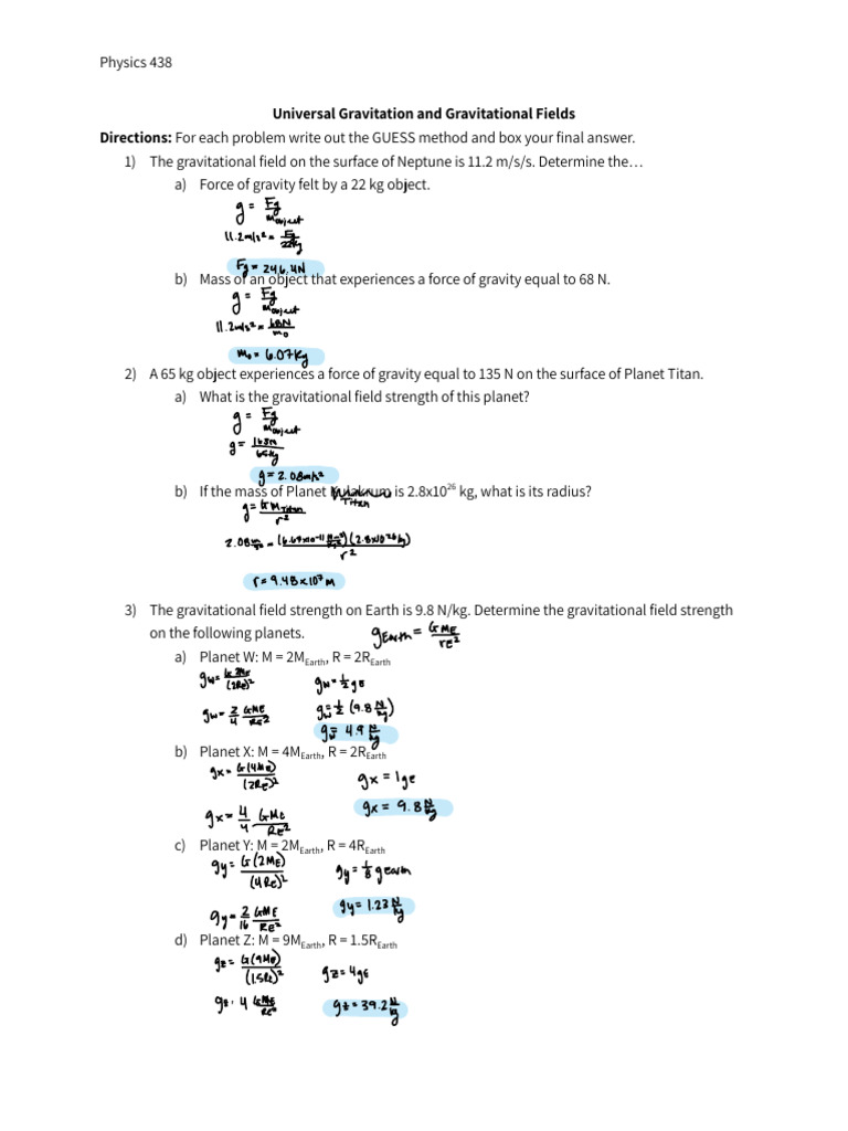 KEY U3A4 Universal Gravitation and Gravitational Fields | PDF | Gravity ...