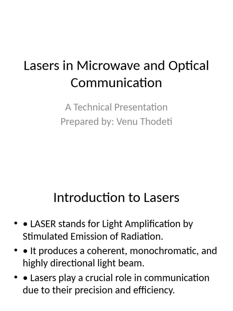 Lasers in Microwave and Optical Communication | PDF | Laser | Microwave