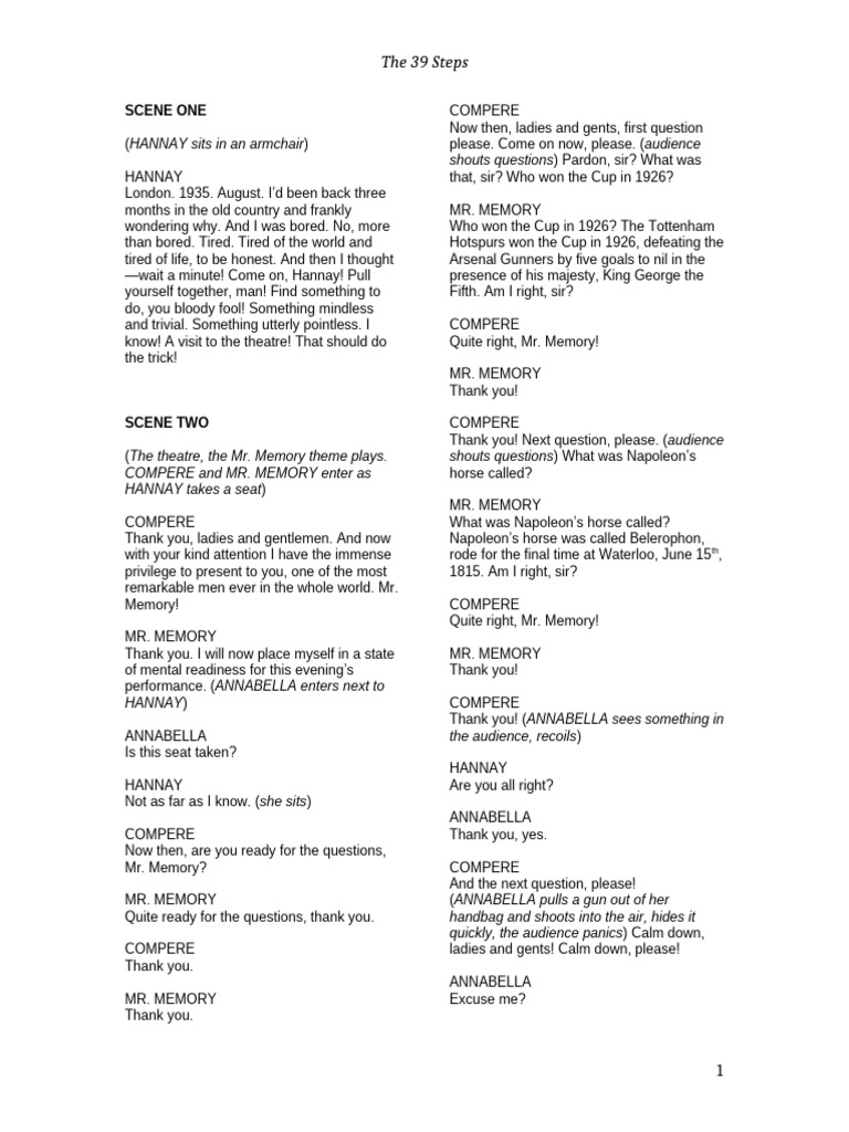 The 39 Steps Play Script Excerpt | PDF