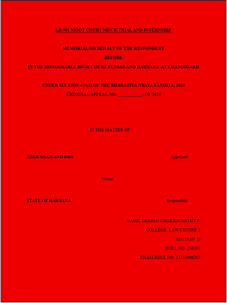 Deepan Chakravarthy P - 23310806207 | PDF | Mens Rea | Burden Of Proof ...
