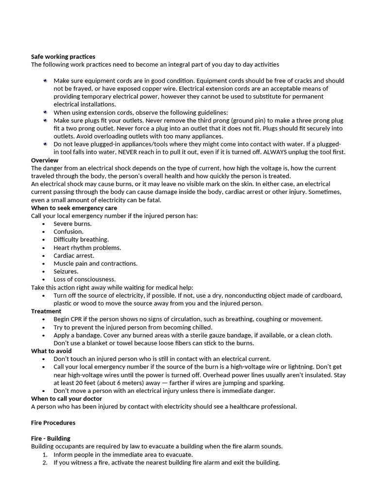 Essential Safe Working Practices Guide | PDF | Random Access Memory ...