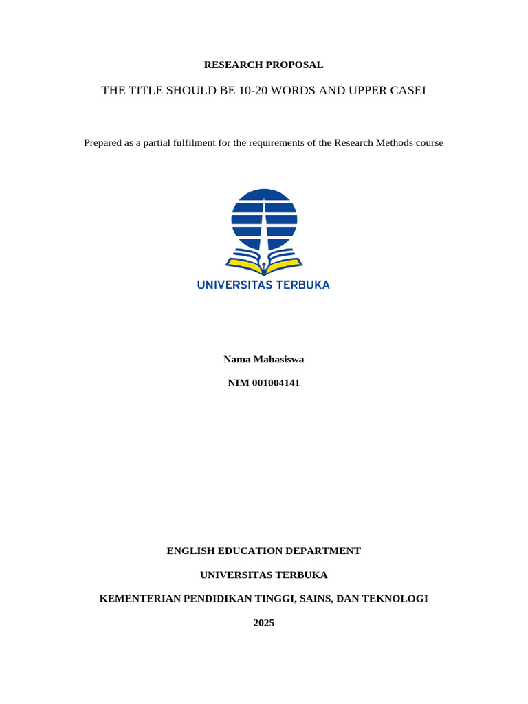 Research Proposal Template (First-fourth Assignment) 2 | PDF