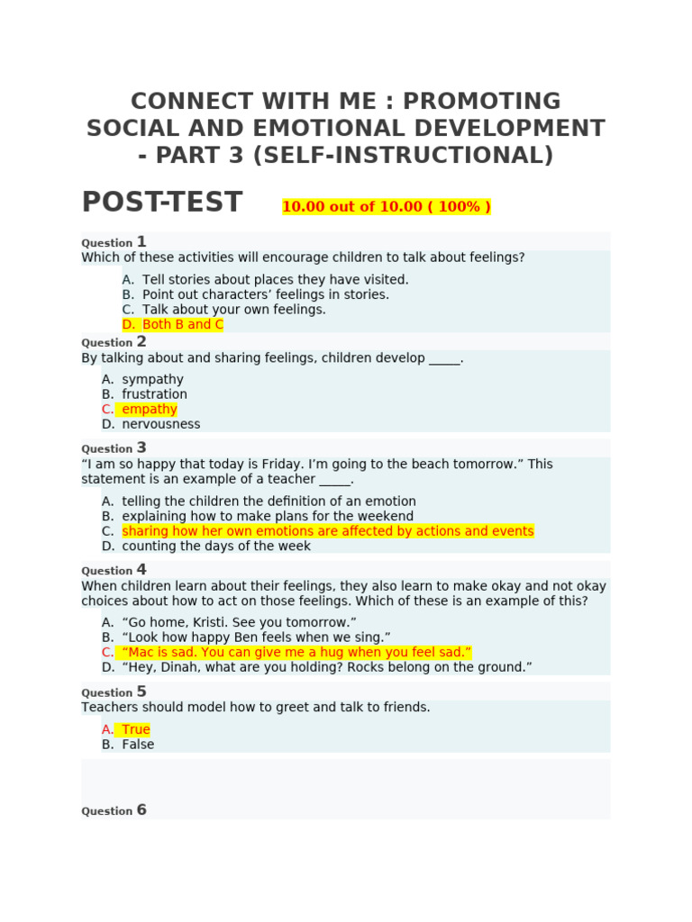 Promoting Social and Emotional Development - Part 3 (Self-Instructional ...