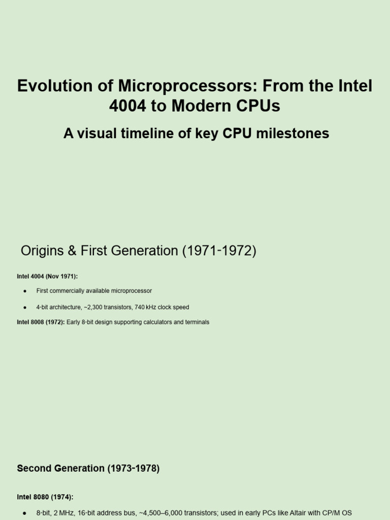 Microprocessor Evolution Timeline: 1971-2025 | PDF