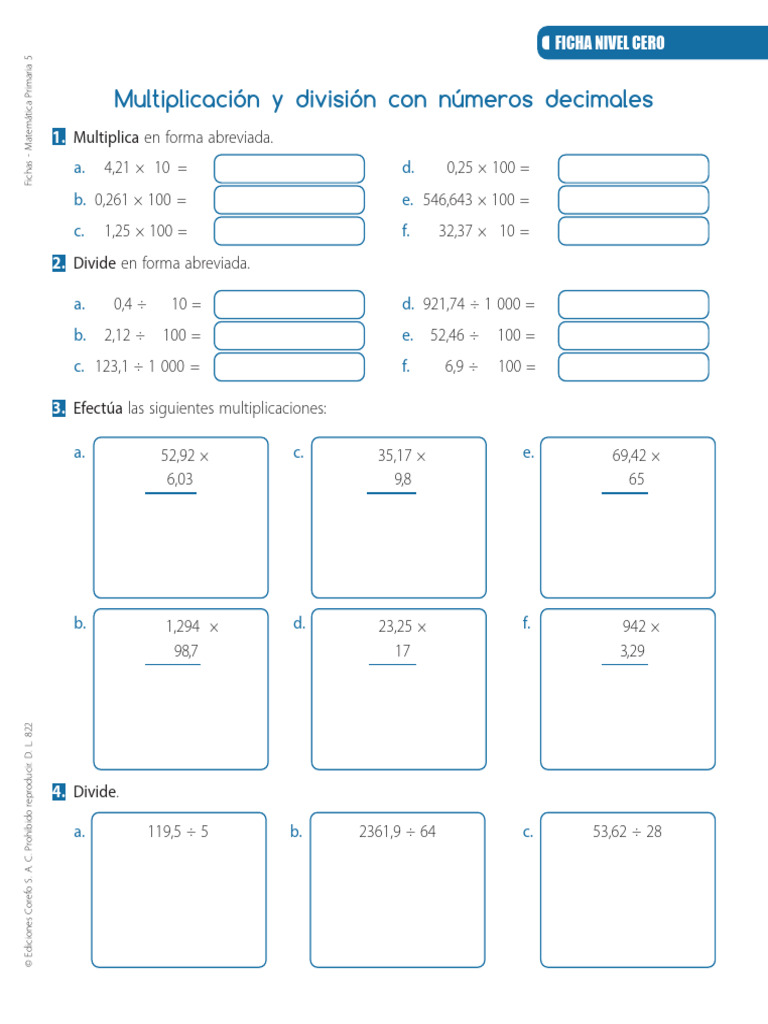 Multiplicación y División Decimales | PDF