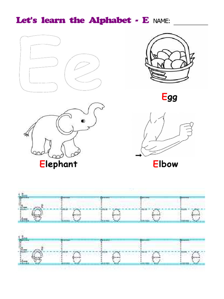 Let's Learn The Alphabet - E: Name | PDF