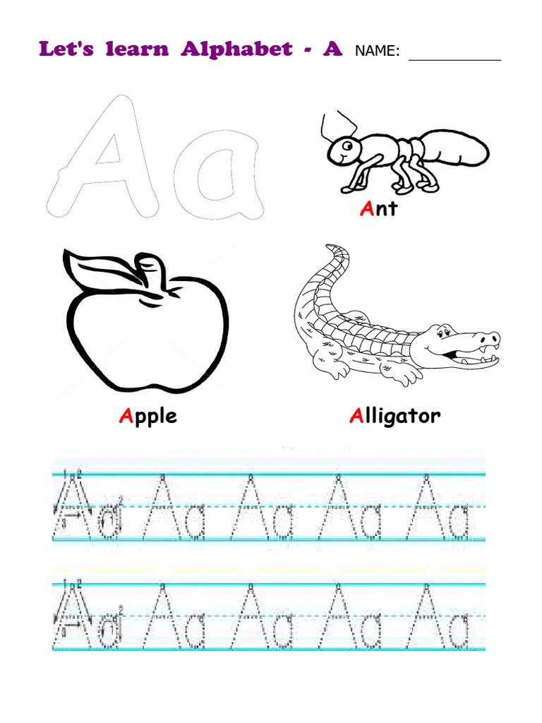 Let's Learn Alphabet - A: Name | PDF
