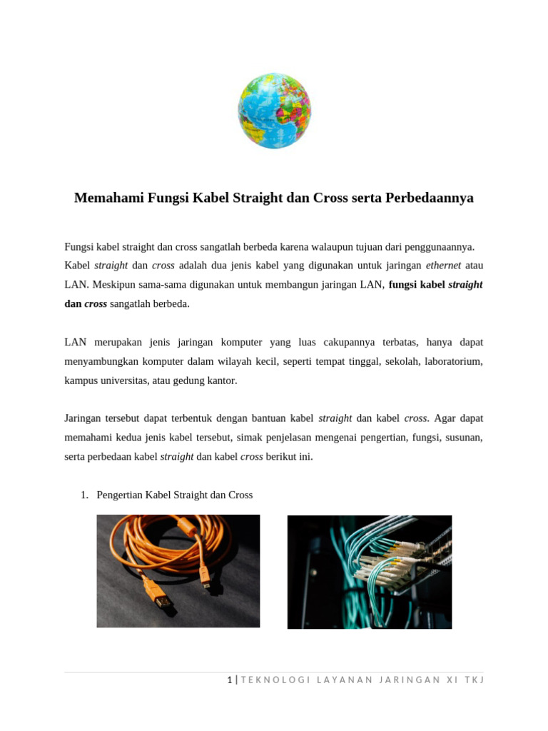 Perbedaan Kabel Straight dan Cross | PDF