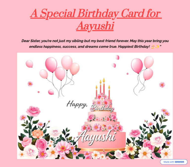 A Special Birthday Card For Aayushi | PDF