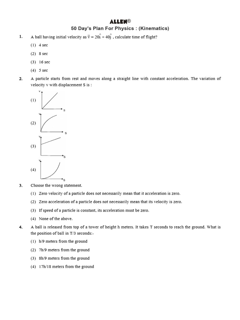 Kinematics Paper | PDF | Acceleration | Velocity