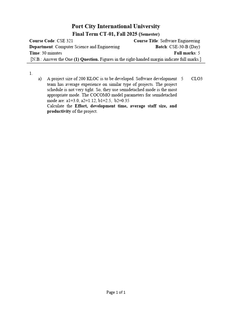 CSE 321 Software Engineering Exam Guide | PDF