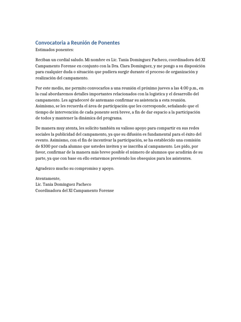 Reunión de Ponentes Campamento Forense | PDF