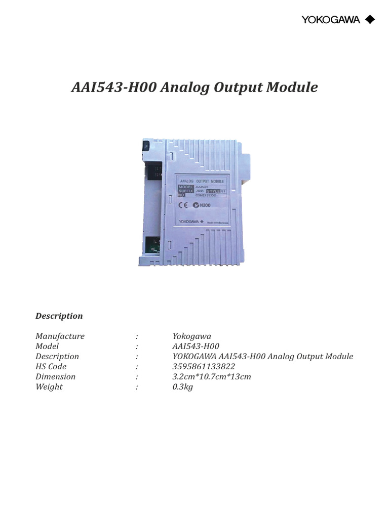 AA1543-H00 Analog Output Module | PDF