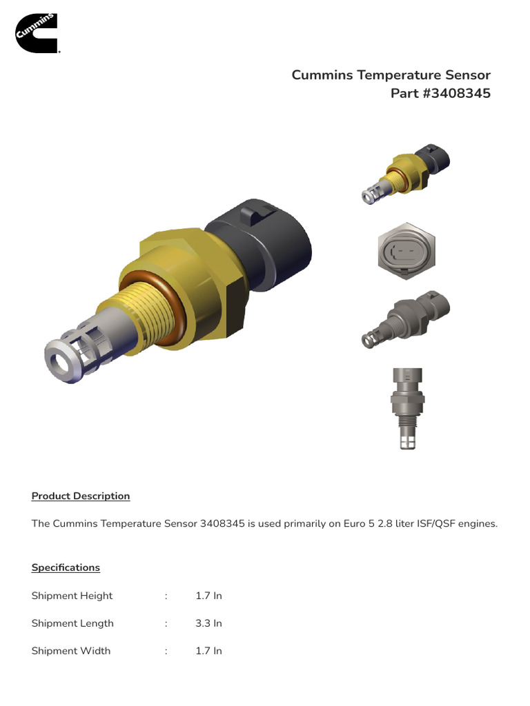 Cummins Temperature Sensor | PDF
