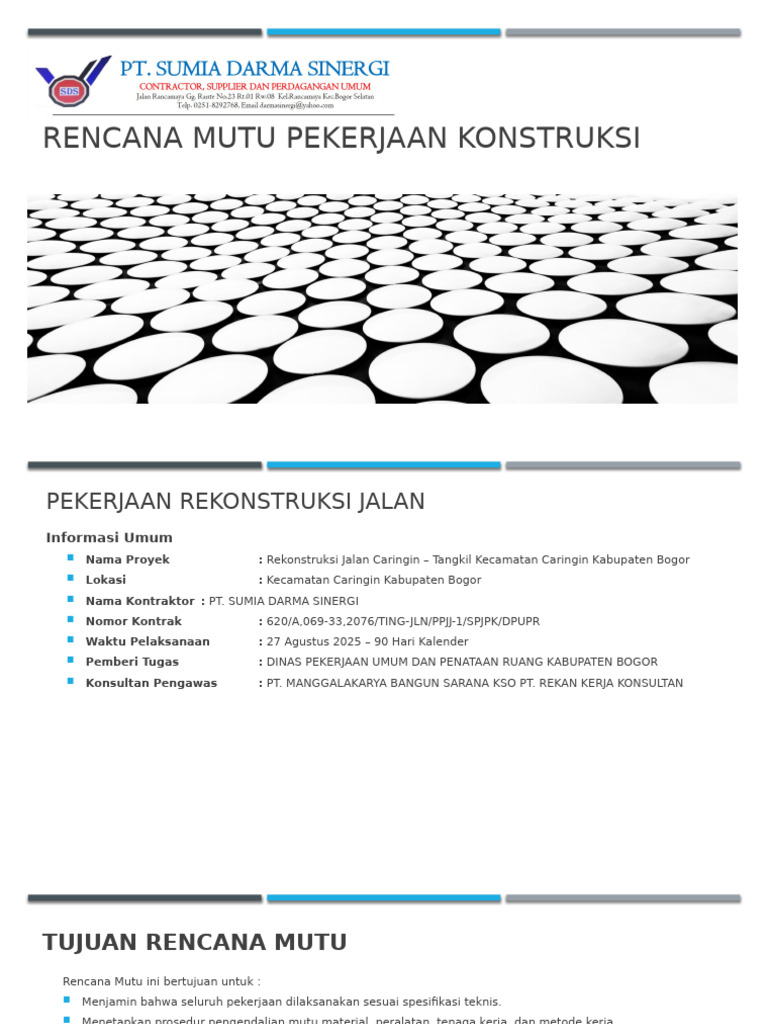 Rencana Mutu Pekerjaan Konstruksi | PDF