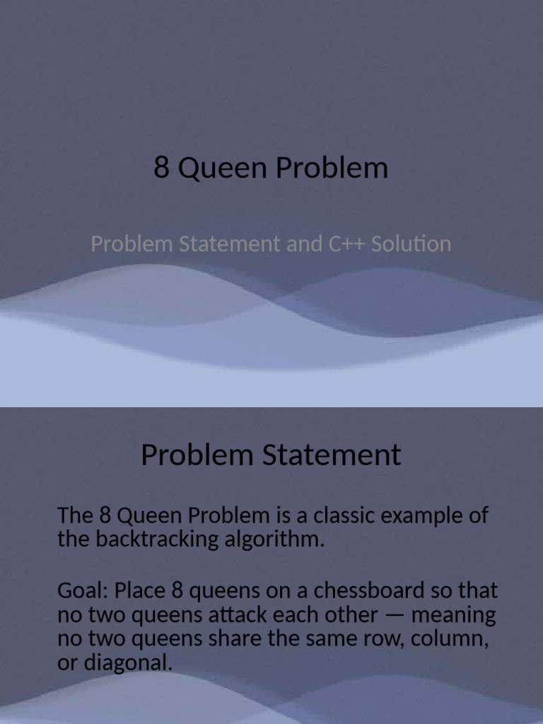 8 Queen Problem Presentation | PDF