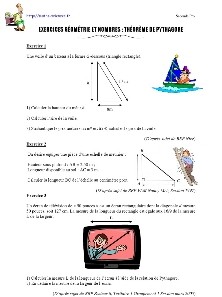 Exercices Geometrie Et Nombres Theoreme de Pythagore Seconde Pro | PDF ...