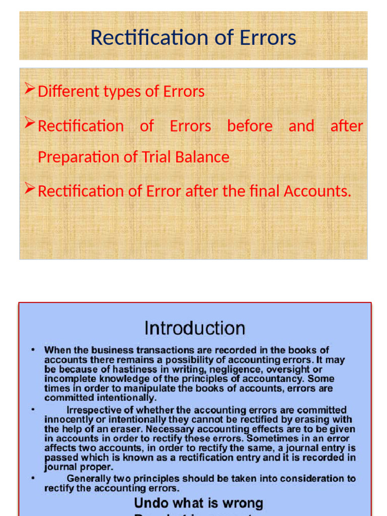 Rectification of Accounting Errors Guide | PDF | Debits And Credits ...