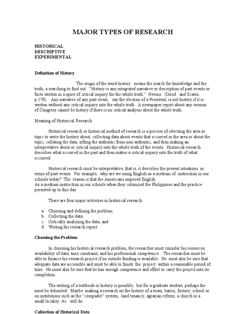 Major Types of Research | PDF | Survey Methodology | Hypothesis