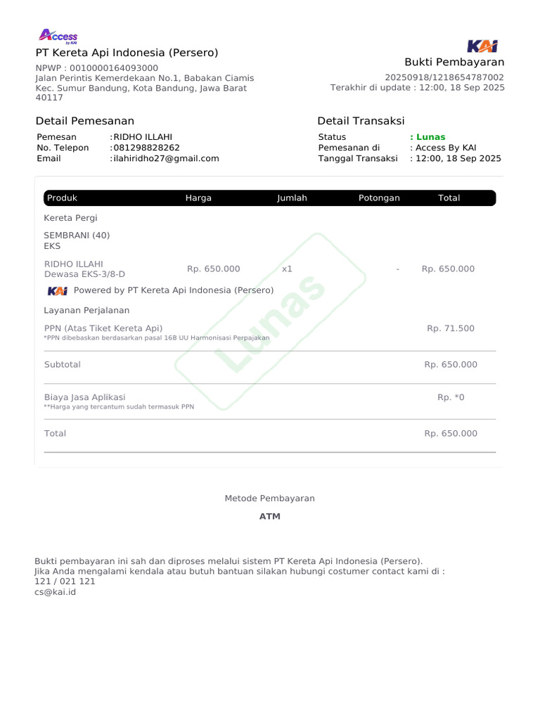 Invoice Detail Perjalanan 251025 125537 | PDF