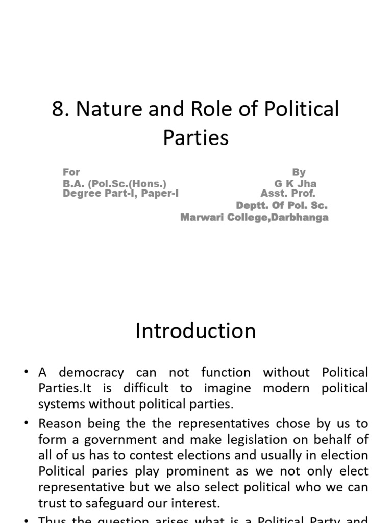 Understanding Political Parties' Roles | PDF | Political Parties ...