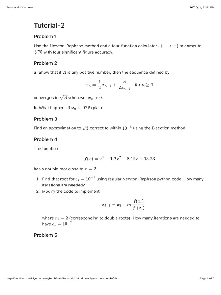 Tutorial 2 Nonlinear | PDF | Mathematical Concepts | Mathematical Relations